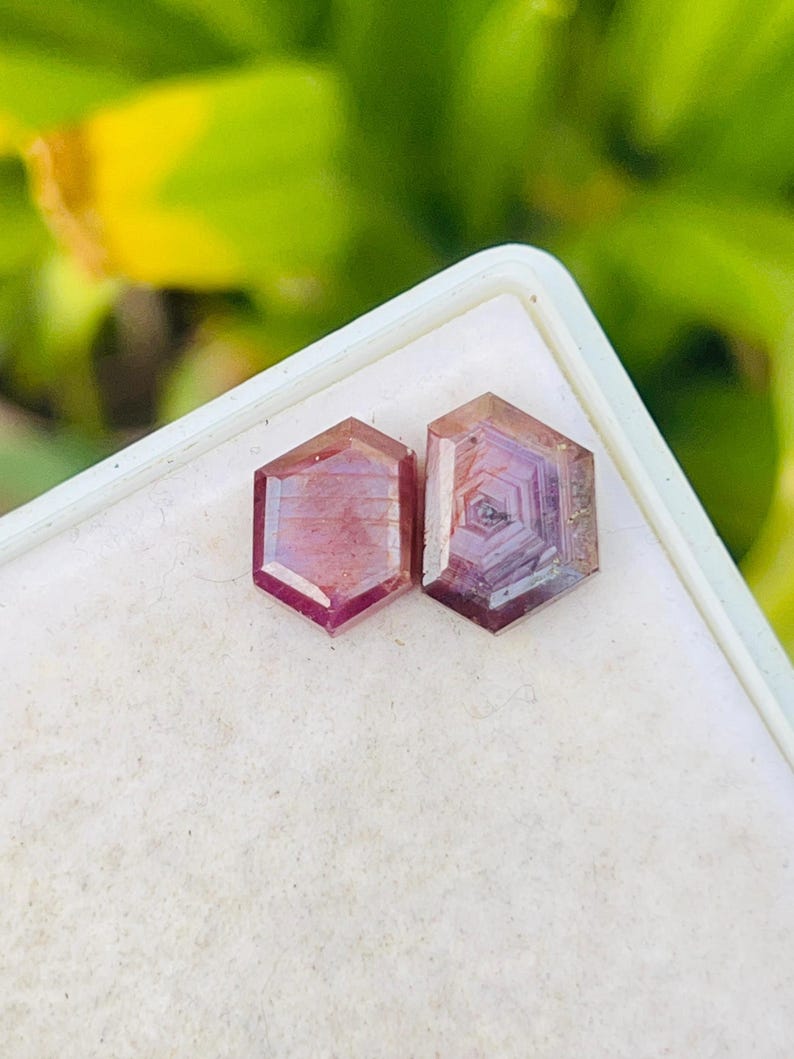 Ruby Matrix Sheen Sapphire Gemstone Pair: Faceted Step Cut Birthstone ...