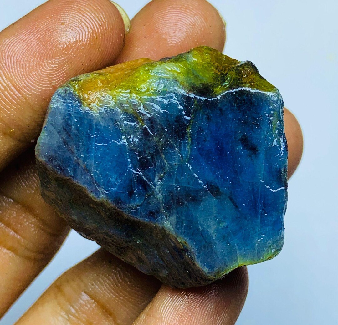BLUE SAPPHIRE Rough Chunk Blue Sapphire Crystal, Raw Untreated - Stone ...