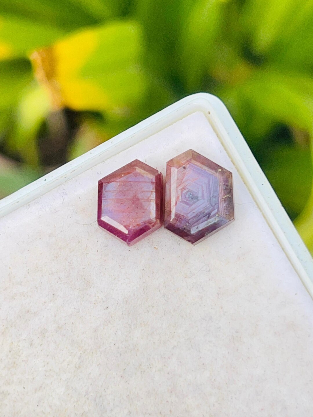 Ruby Matrix Sheen Sapphire Gemstone Pair: Faceted Step Cut Birthstone ...