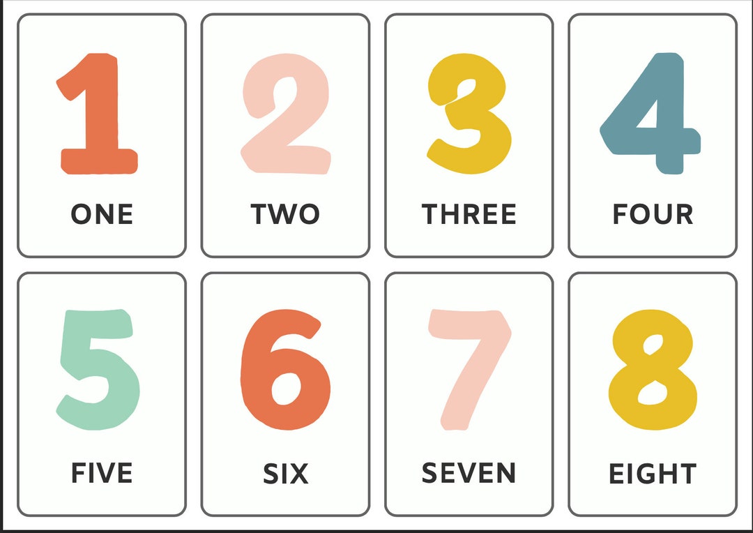 Colored Number 1-20 Flashcards Instant PDF Download - Etsy