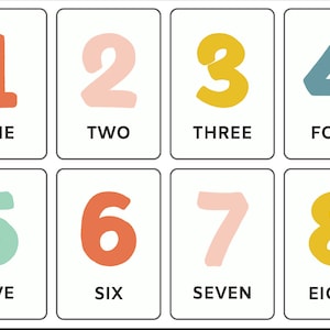 Colored Number 1-20 Flashcards Instant PDF Download - Etsy