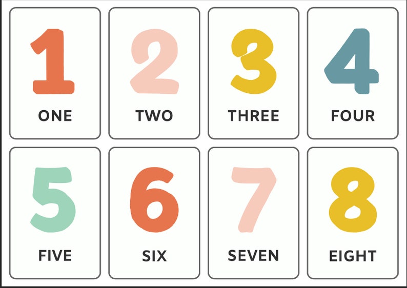 Colored Number 1-20 Flashcards Instant PDF Download - Etsy