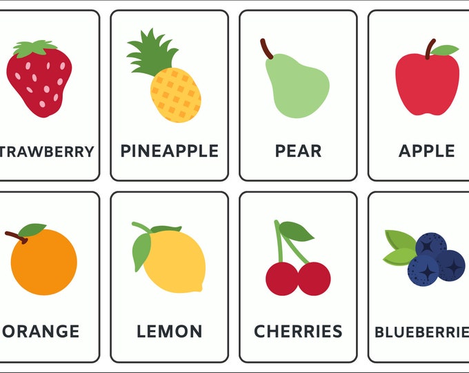 Fruit Flashcards and Matching Game - Instant PDF Download - Etsy