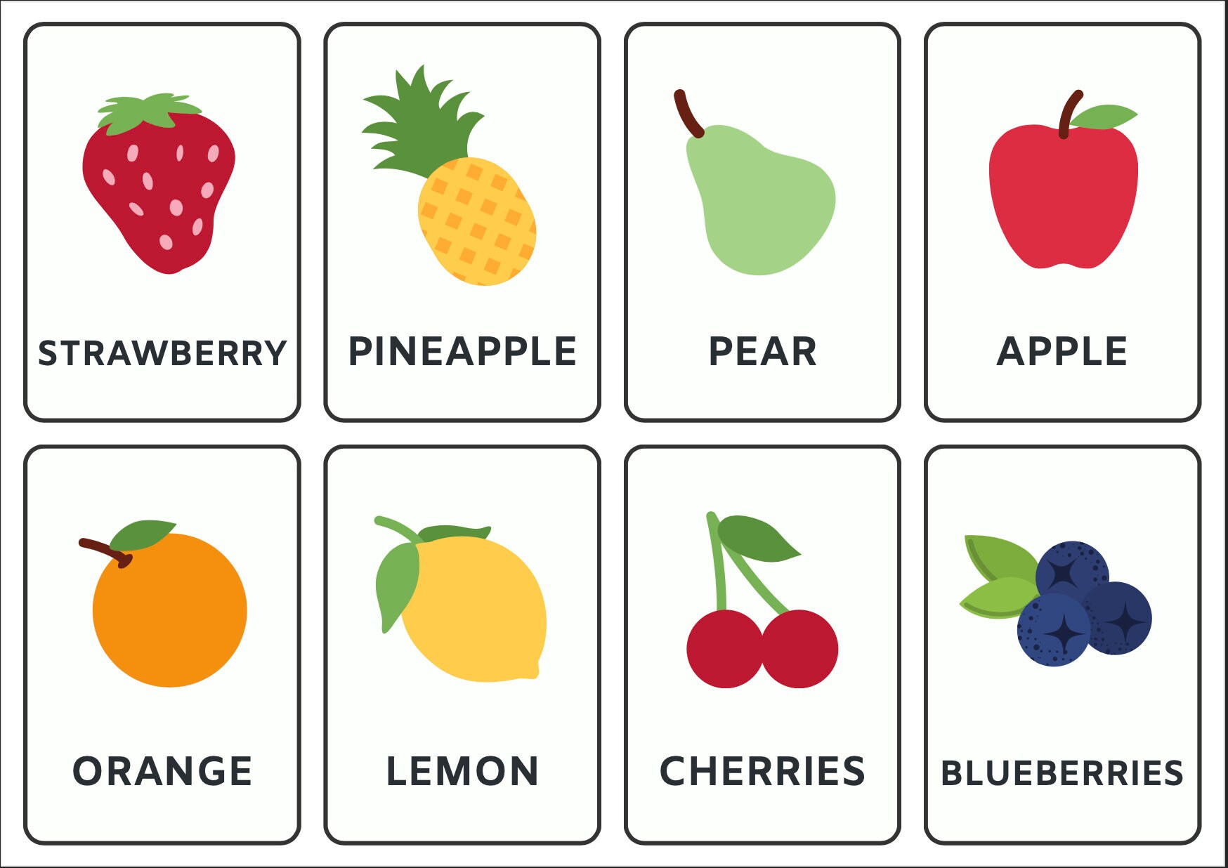 Fruit Flashcards and Matching Game Instant PDF Download - Etsy