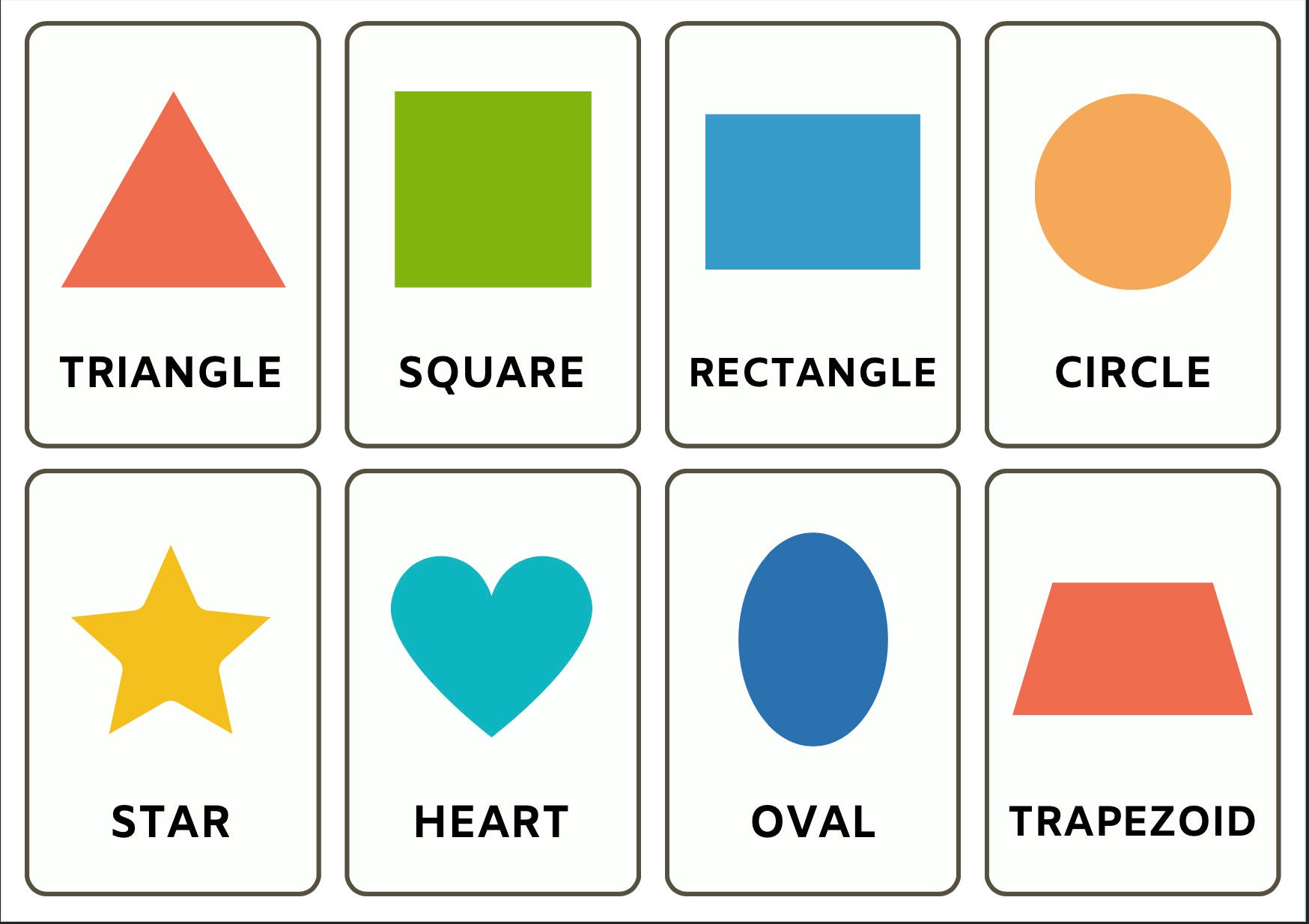 Shapes Flashcards Instant PDF Download - Etsy