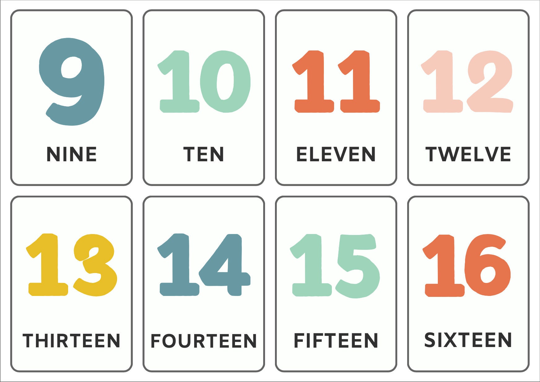 Colored Number 1-20 Flashcards Instant PDF Download - Etsy