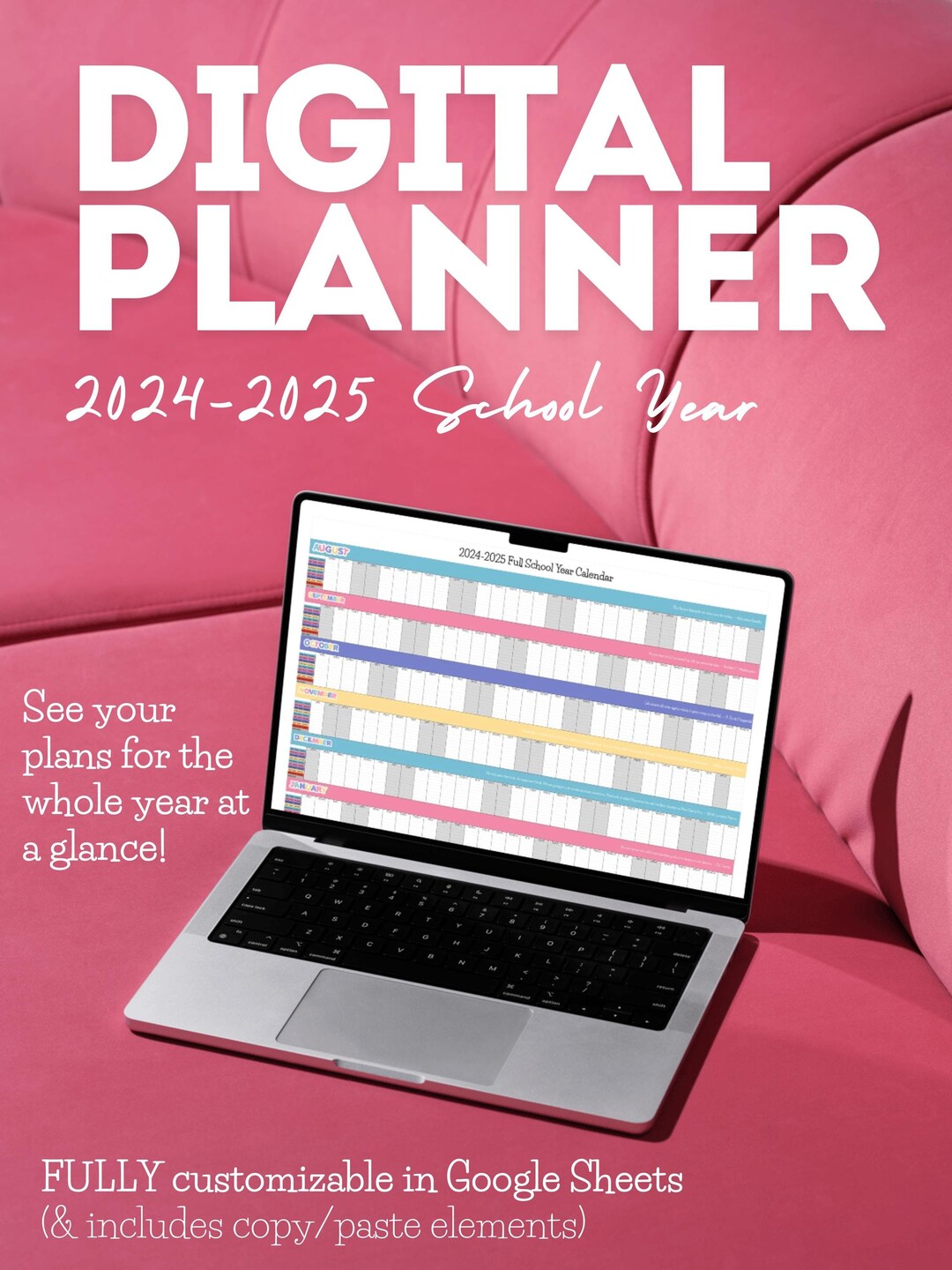 2024-2025 Full School Year Calendar & Planner -- Editable (ENTIRE ...