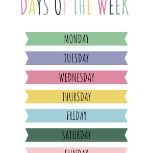 Colourful Educational Poster Set for Kids - Days of the Week, Months ...