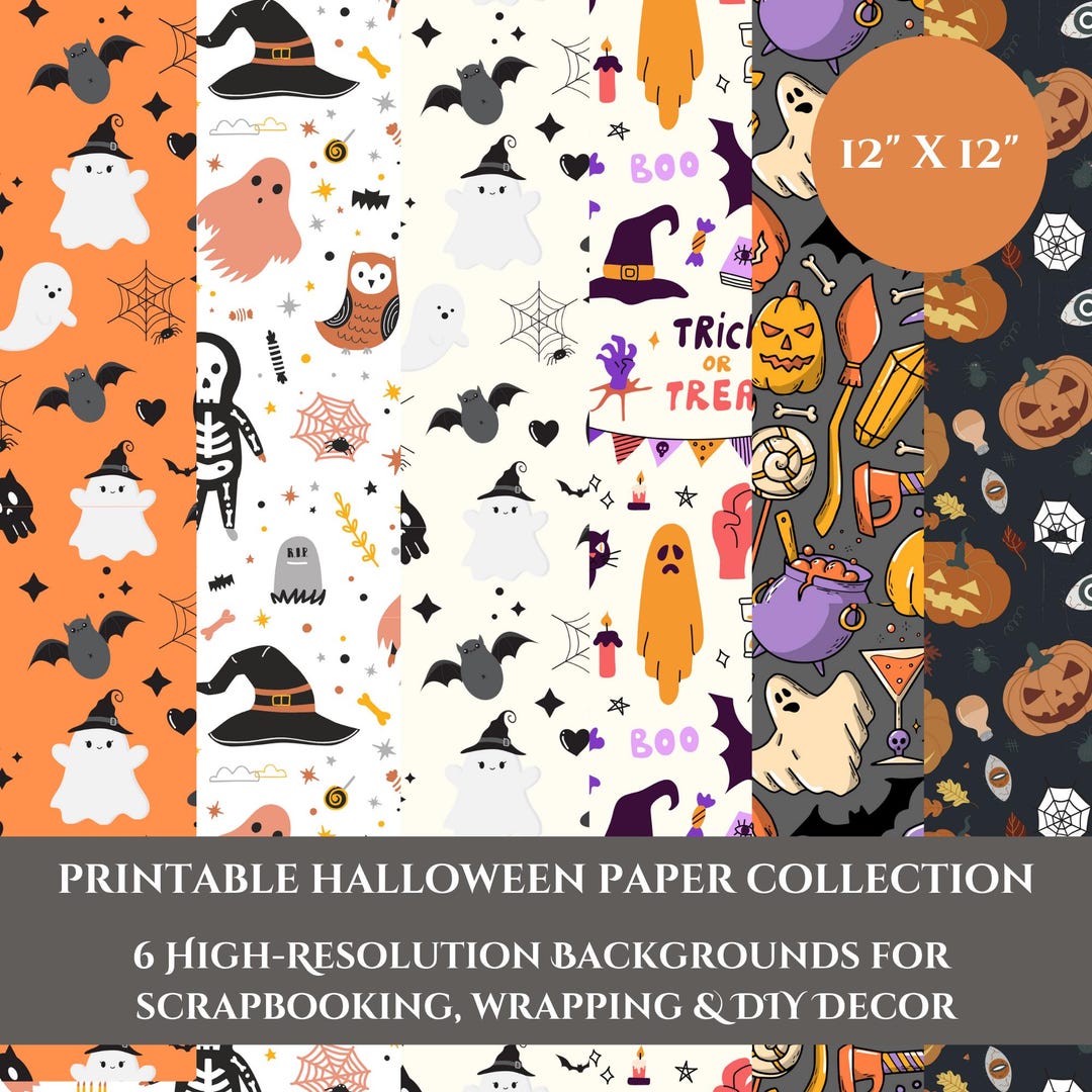 Halloween Digital Paper Pack: 6 Seamless Printable Backgrounds ...