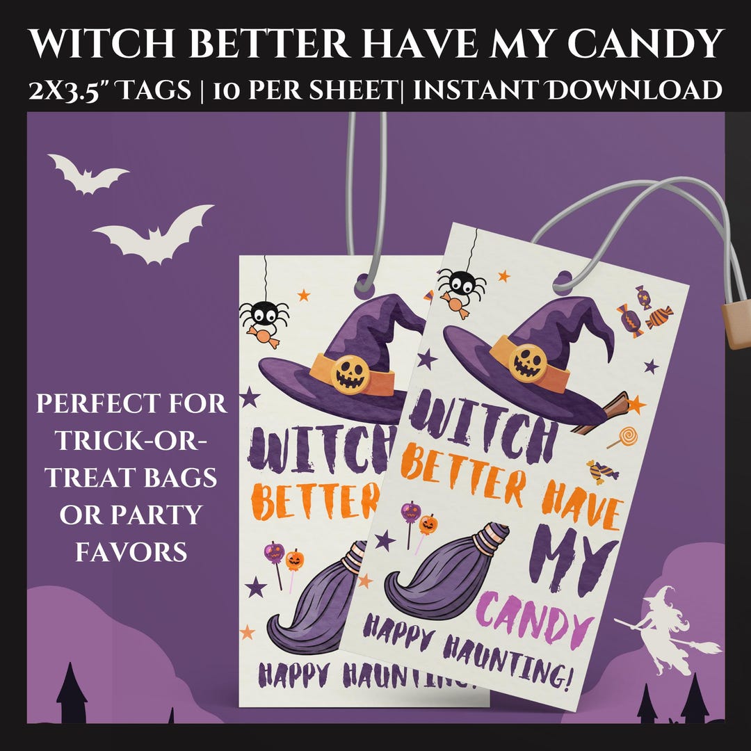 Halloween Gift Tag Printable | Halloween Party Favors| Witch Candy ...