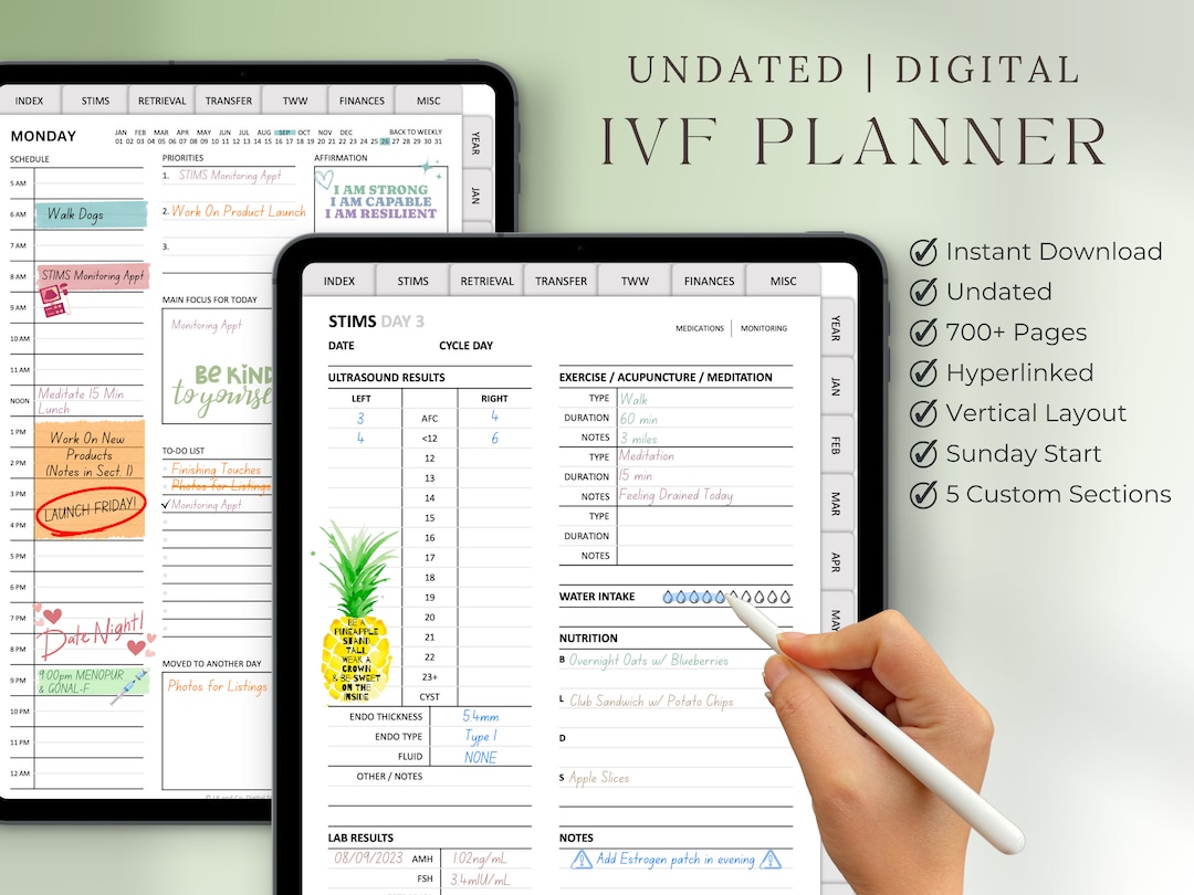 Undated IVF Digital Planner, TTC Journal, Conception Organizer, Undated ...