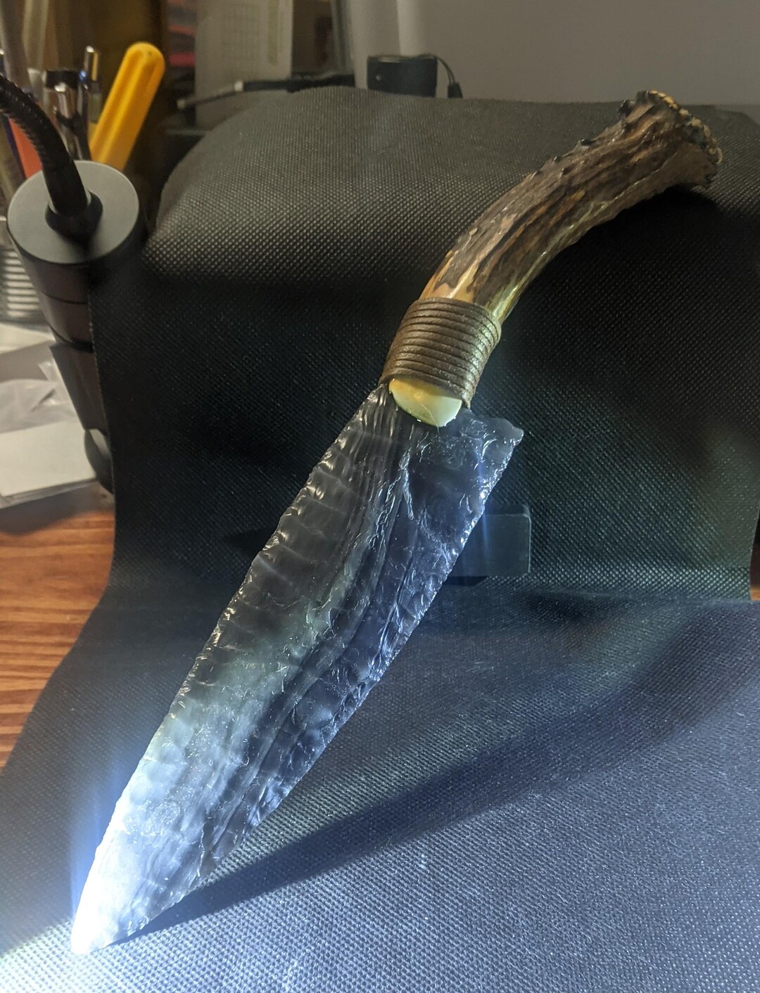 Flint Knapped Obsidian Knife With Turquoise Inlaid Handle. - Etsy
