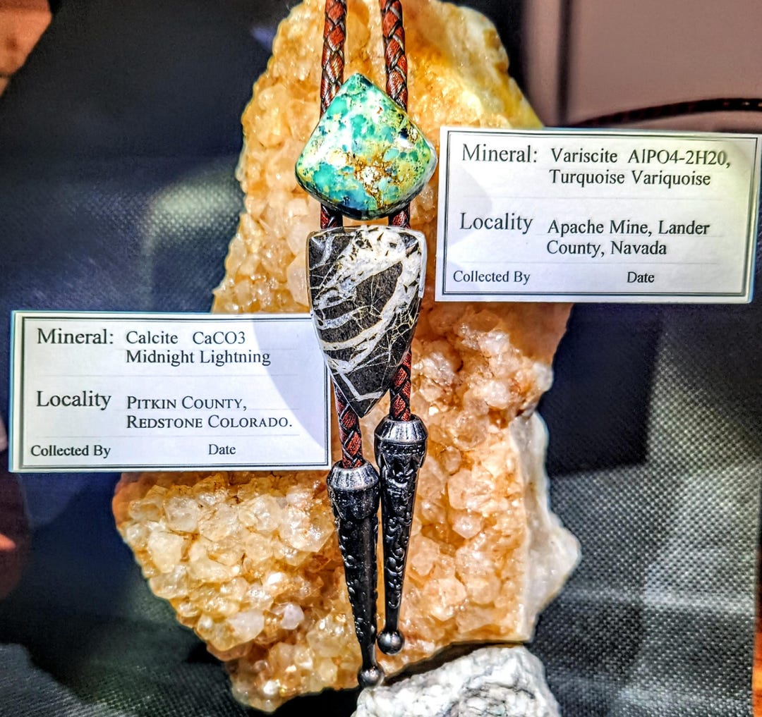 Bolo 2 Stone, Britton Apache Turquoise and Midnight Lightning Calcite ...