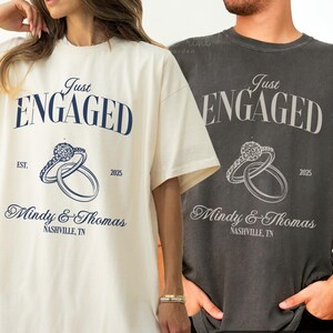 Custom Just Engaged Cuple Shirts, Engagement Announcement Shirts ...