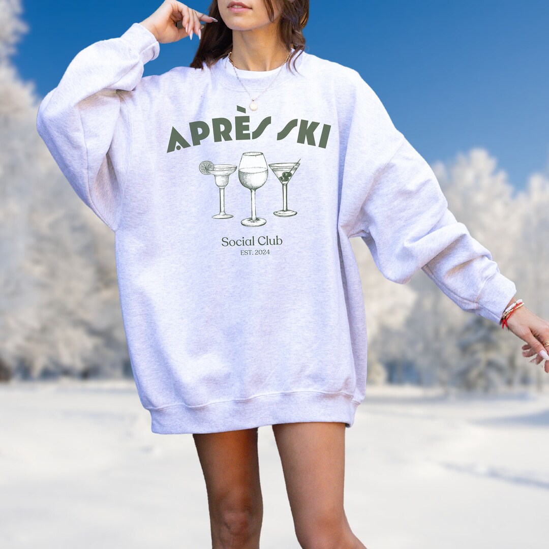 Personalized Apres Ski Social Club Crewneck, Gift for Skier, Retro Ski ...