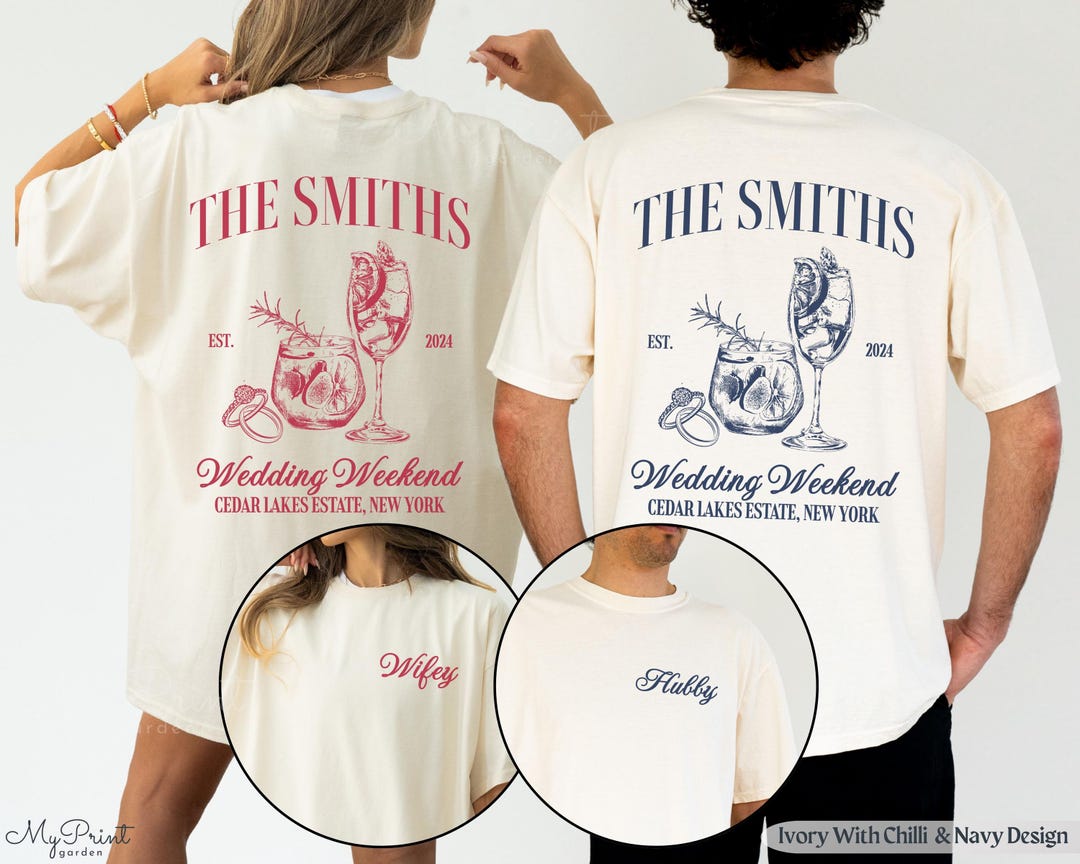 Custom Cocktail Wedding Merch With Location, Wedding Toss Shirt, Guests ...