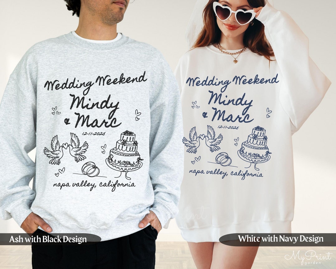 Personalized Wedding Crewnecks With Location, Wedding Guests Merch With ...