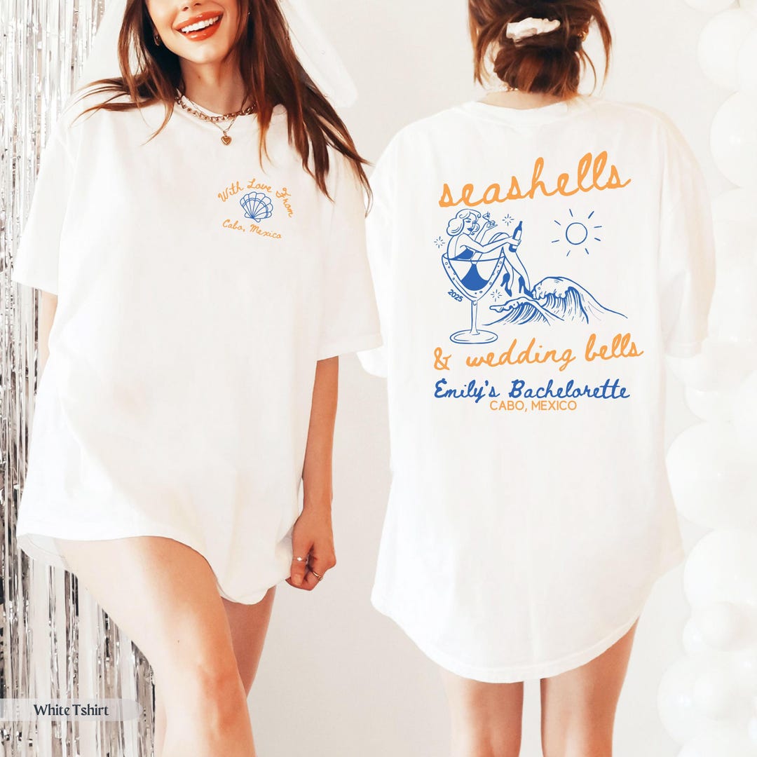 Seashells and Wedding Bells Custom Beach Bachelorette Tshirt, Last ...