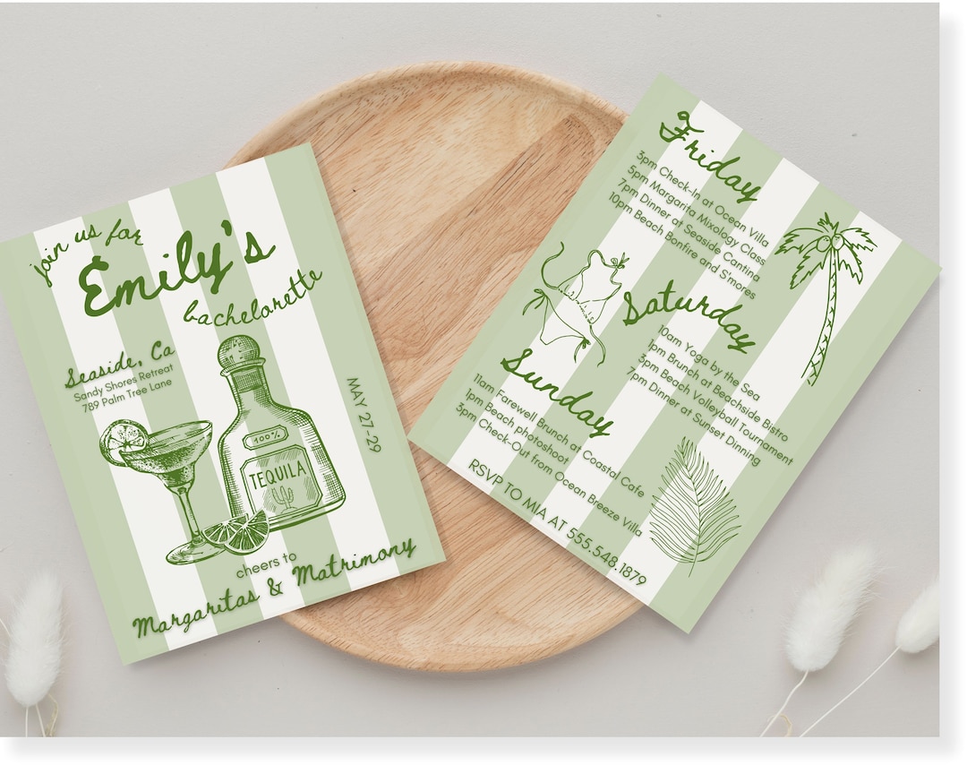 Margs and Matrimony Bachelorette Itinerary Template, Editable Template ...