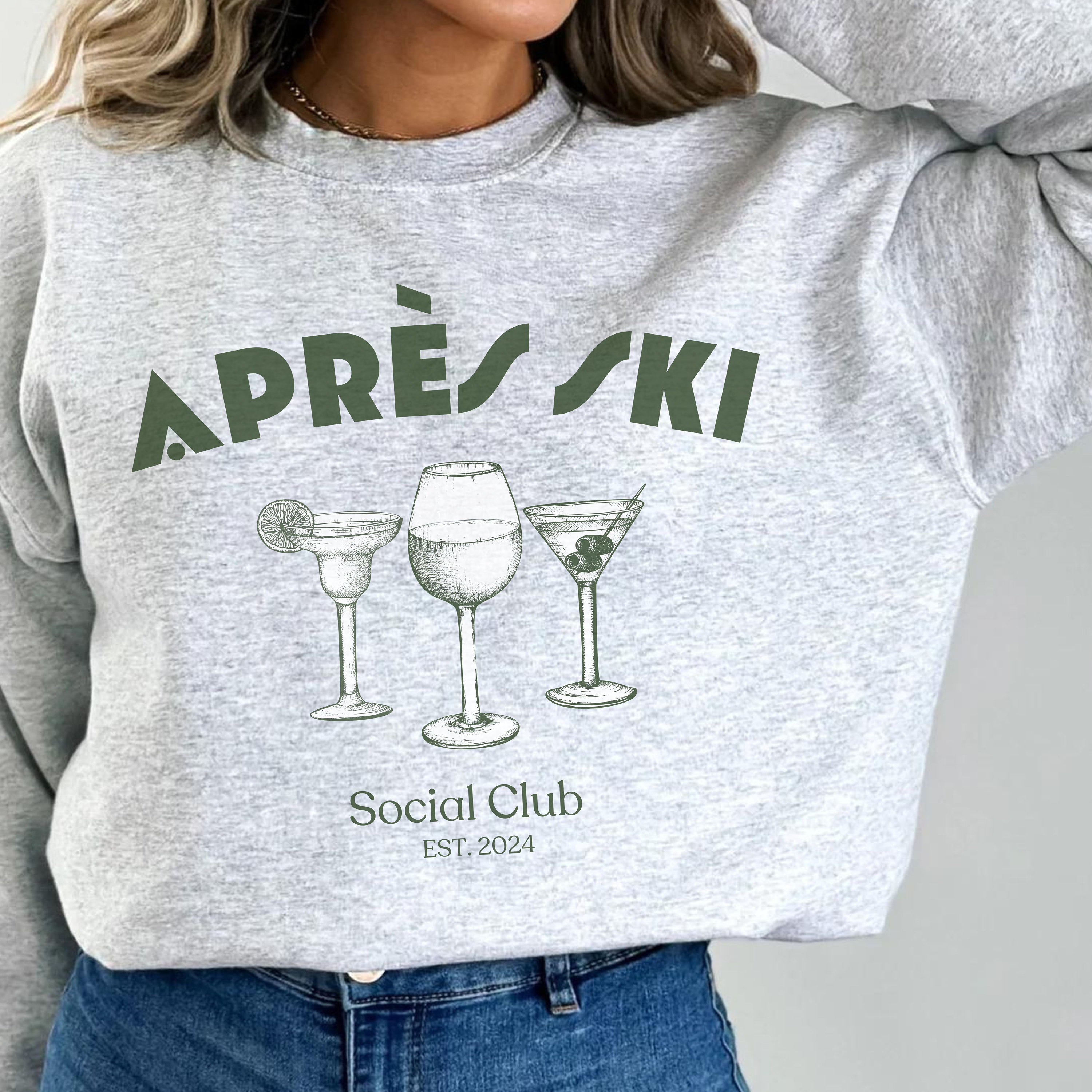 Personalized Apres Ski Social Club Crewneck, Gift for Skier, Retro Ski ...