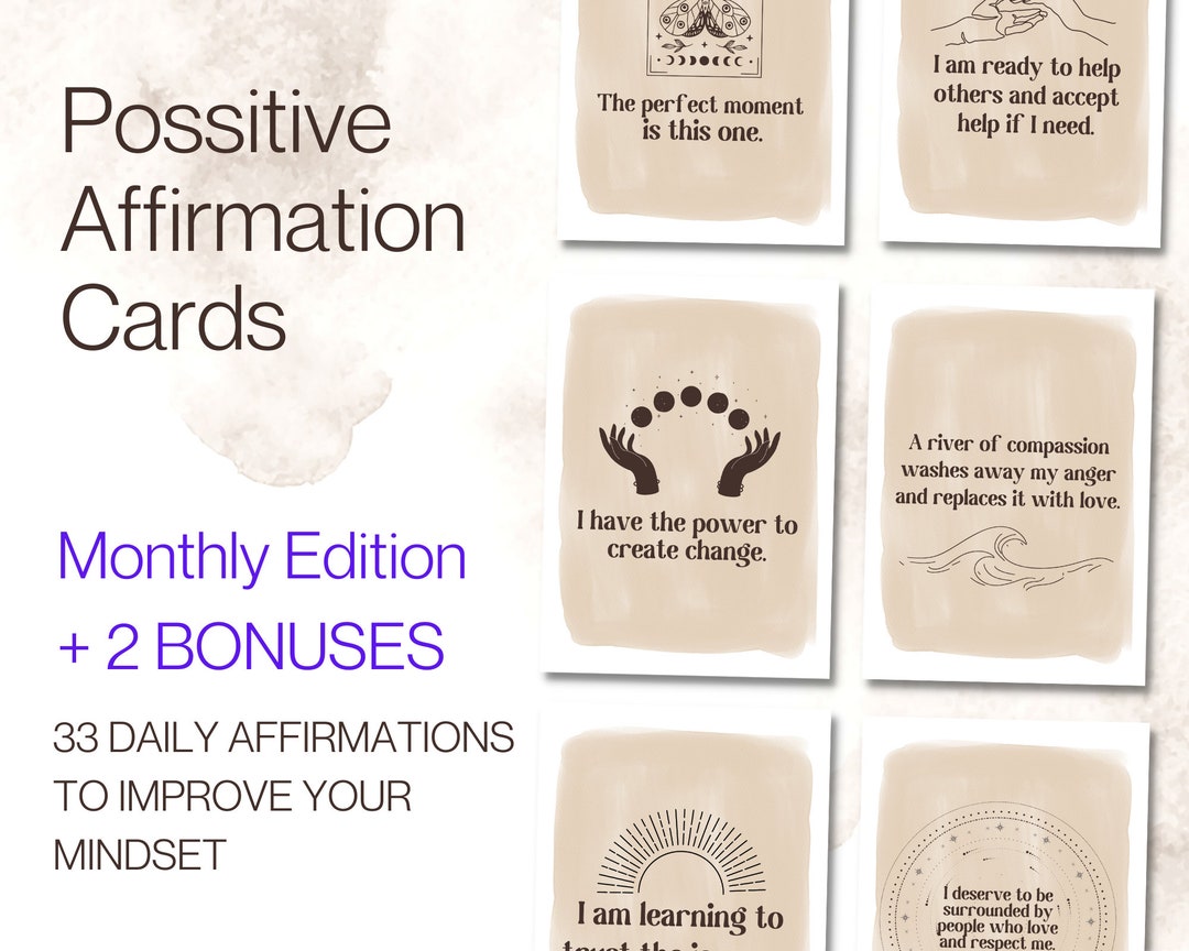 Printable Daily Affirmation Cards for Vision Boards Mental - Etsy