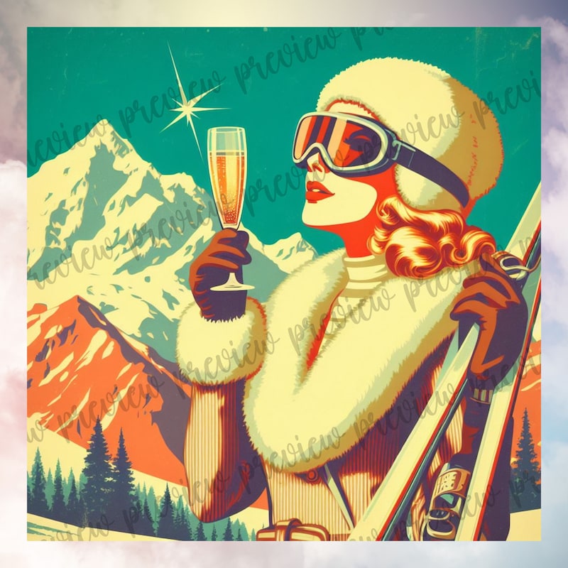 Vintage Ski Women Poster - Etsy