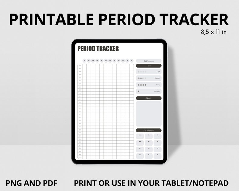 Period Tracker Printable Planner Wellness Planner Health Tracker Year ...