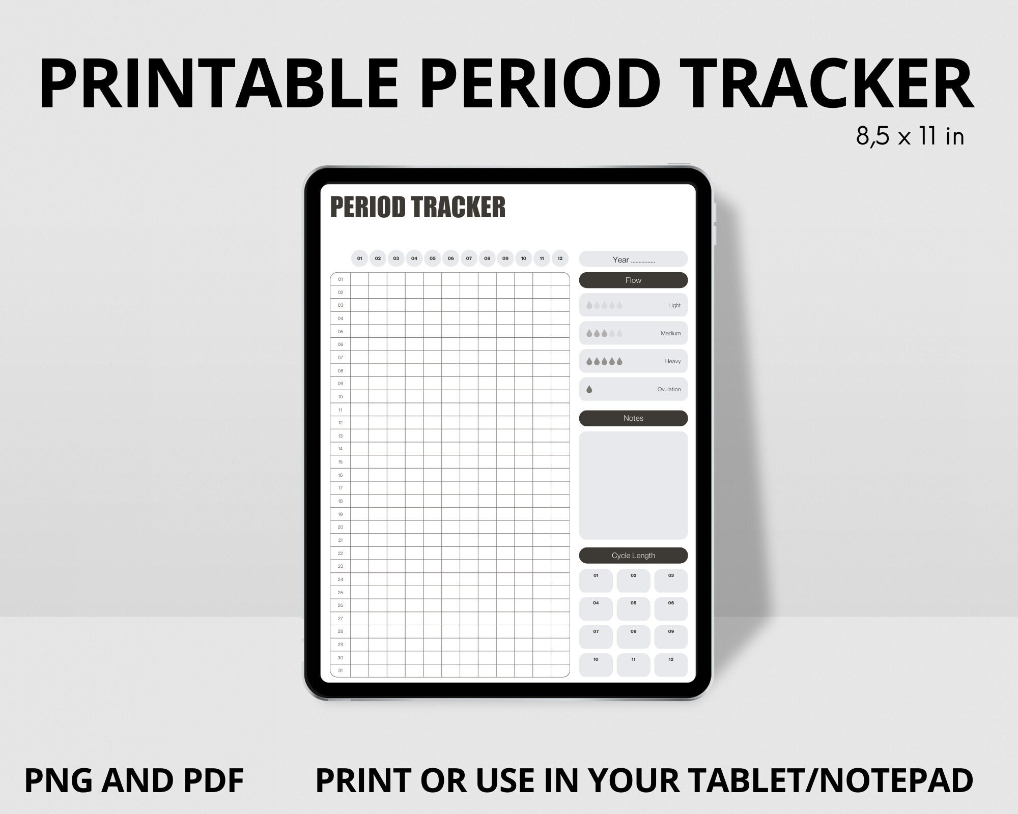 Period Tracker Printable Planner Wellness Planner Health Tracker Year ...