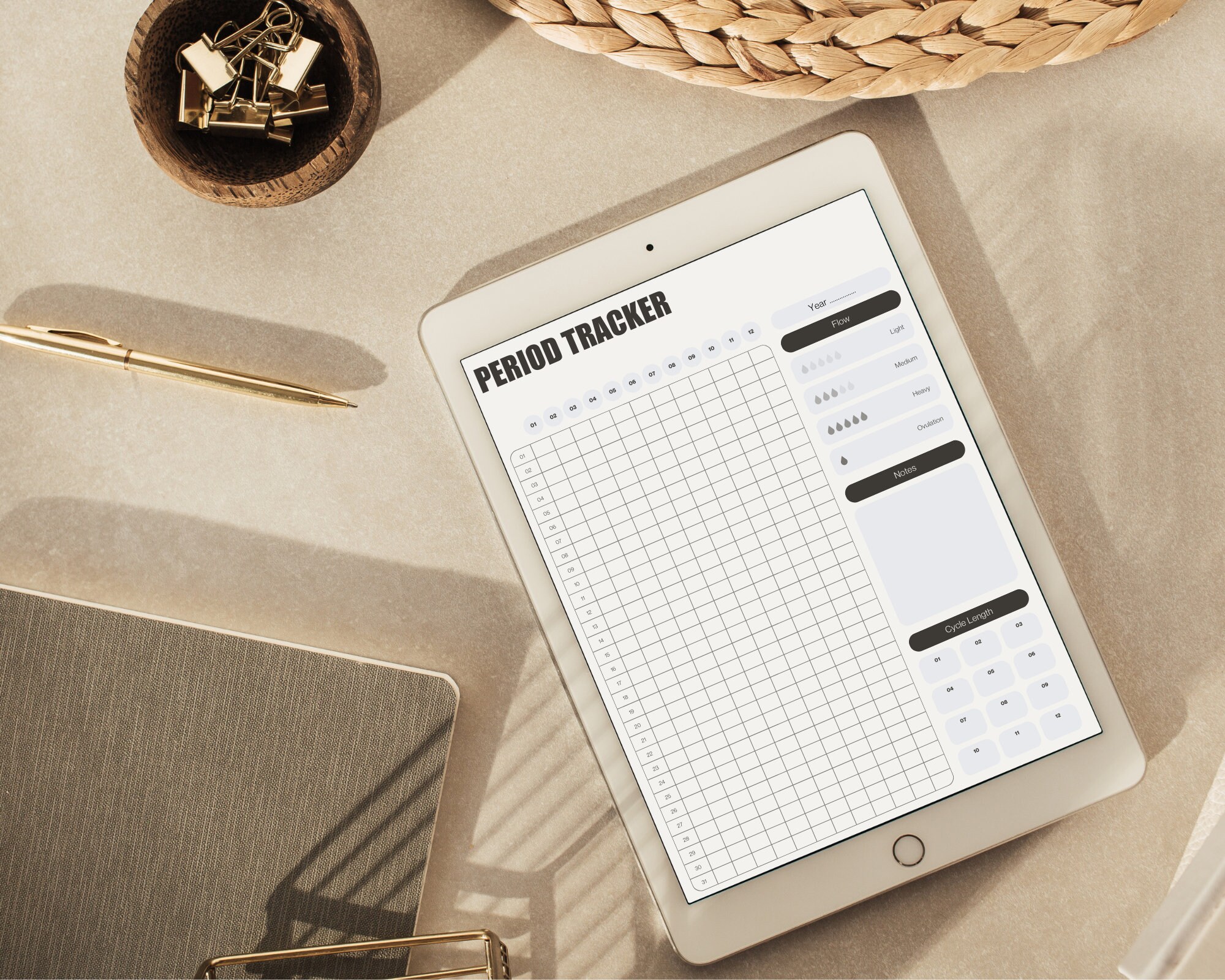 Period Tracker Printable Planner Wellness Planner Health Tracker Year ...