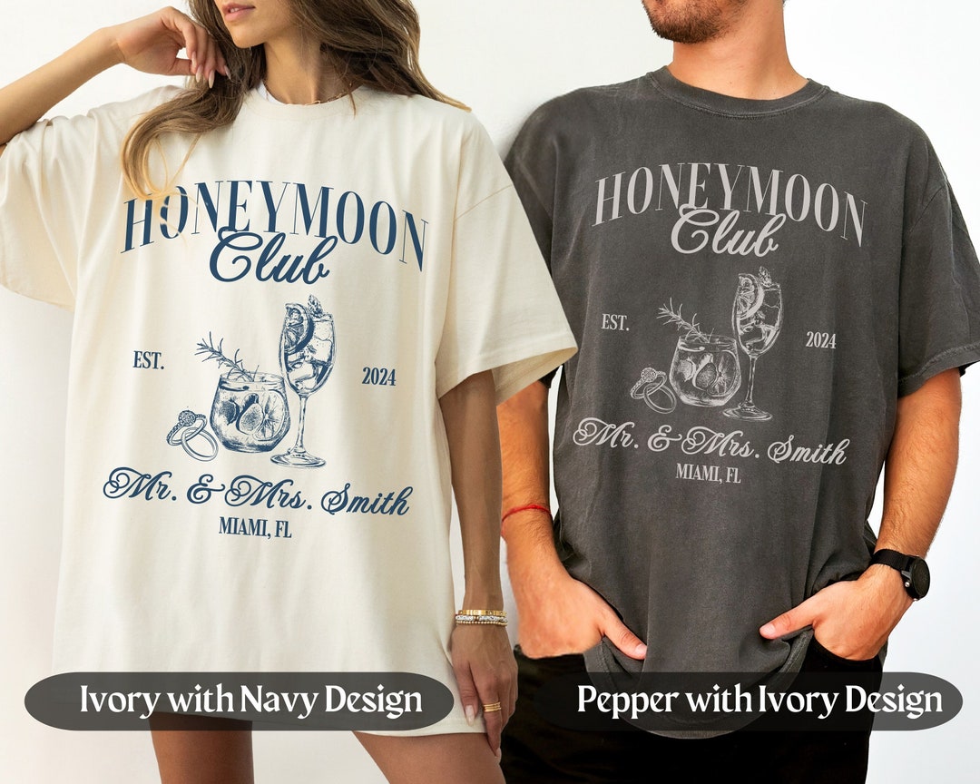 Custom Honeymoon Social Club Tshirt, Mr and Mrs Comfort Colors Shirts ...