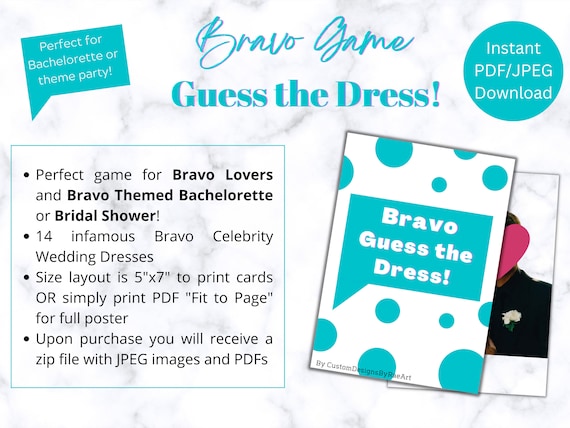 Bravo Game Bravo Guess the Dress Game Bravo Bachelorette or - Etsy