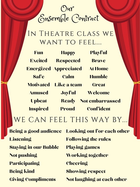 Theatre Class Ensemble Agreement Charter Poster - Etsy
