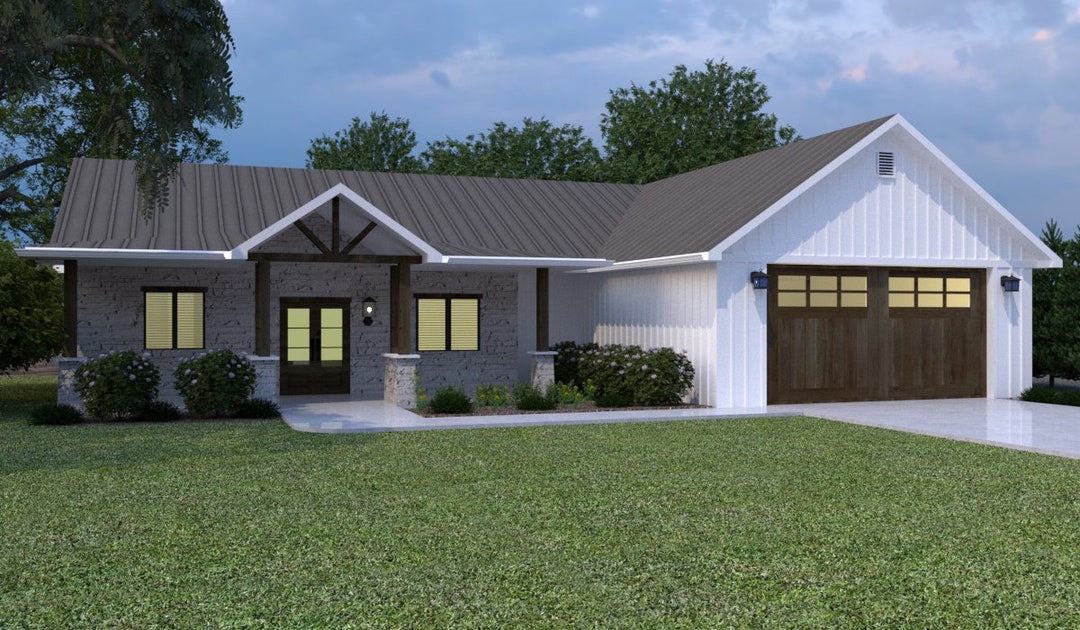 Modern Farmhouse House Plans - Etsy UK