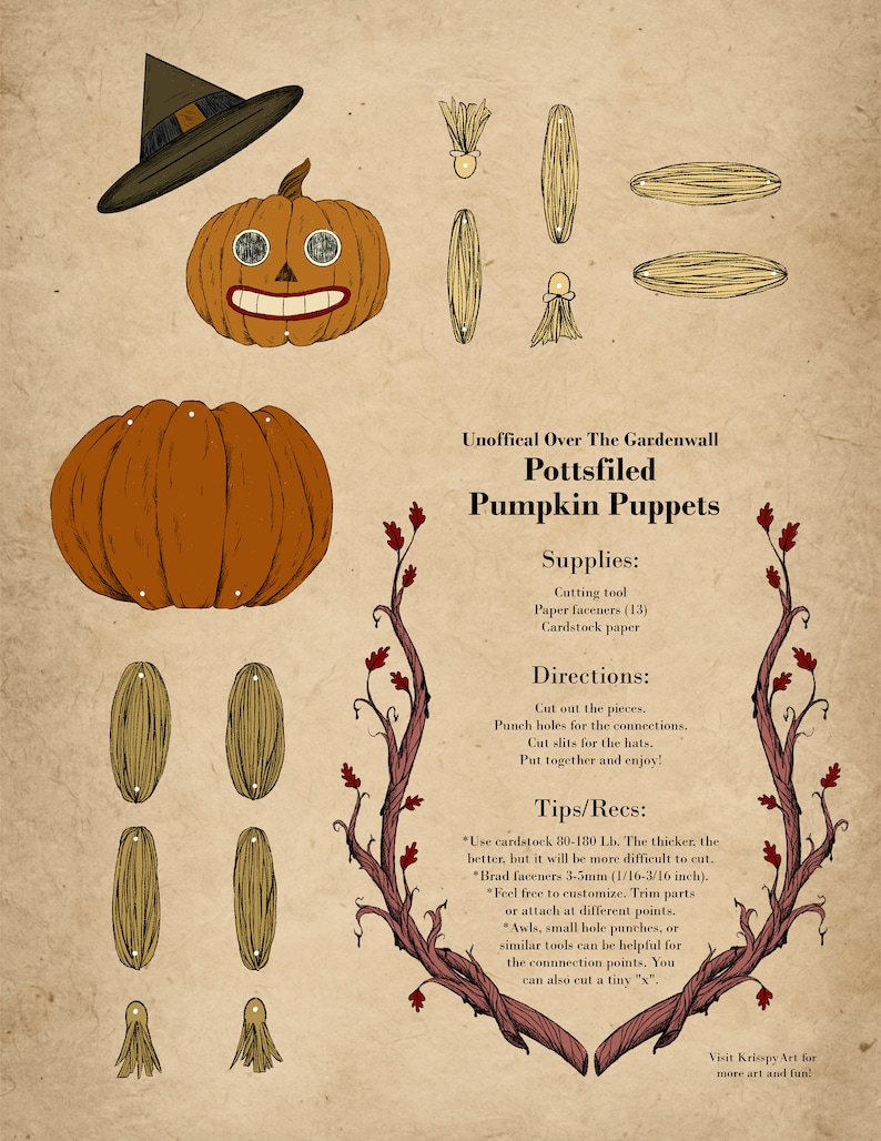 Over the Garden Wall Paper Pottsfield Pumpkin Puppets - Etsy