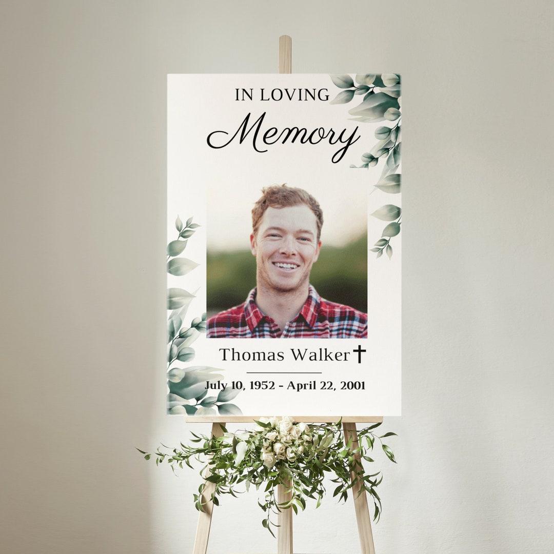 Funeral Welcome Sign in Loving Memory Eucalyptus Funeral Welcome Sign ...