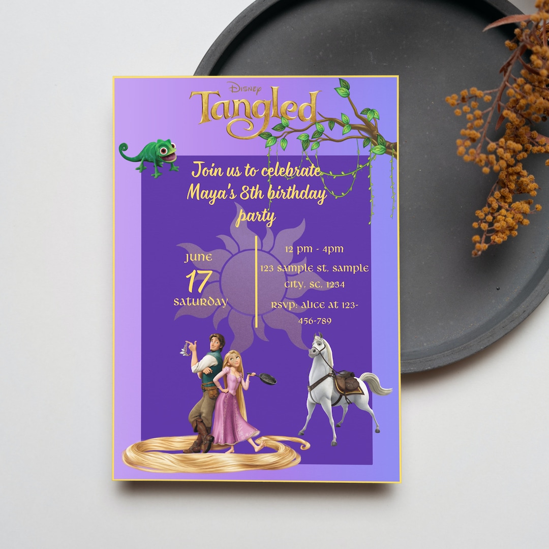 Tangled Birthday Invitation Rapunzel Invitation Themed Birthday ...