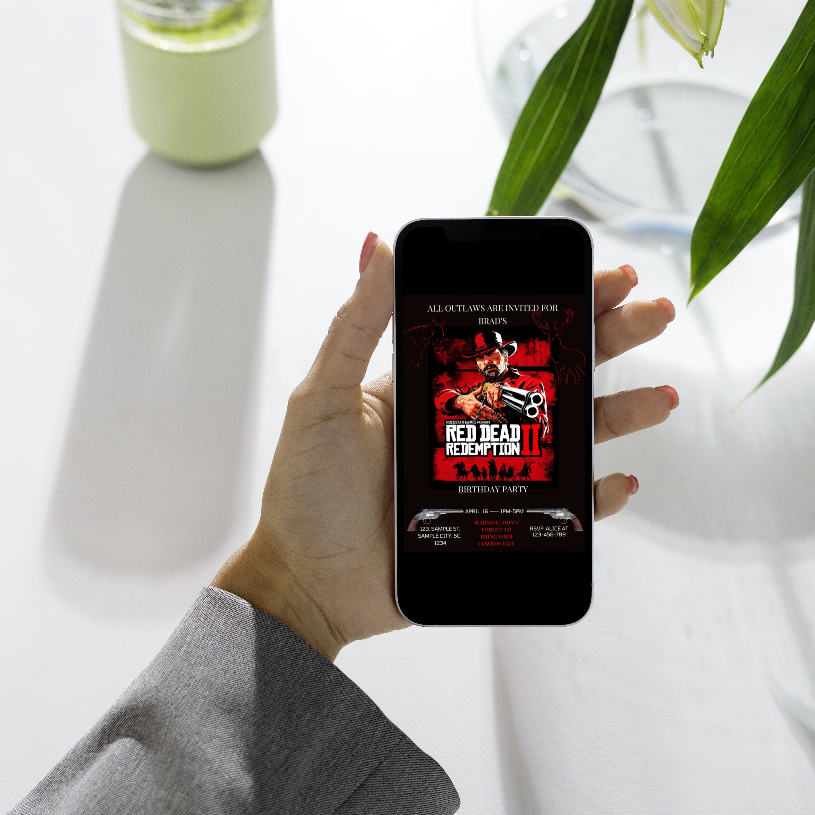 Red Dead Redemption 2 Invitation Arthur Morgan Themed Birthday ...