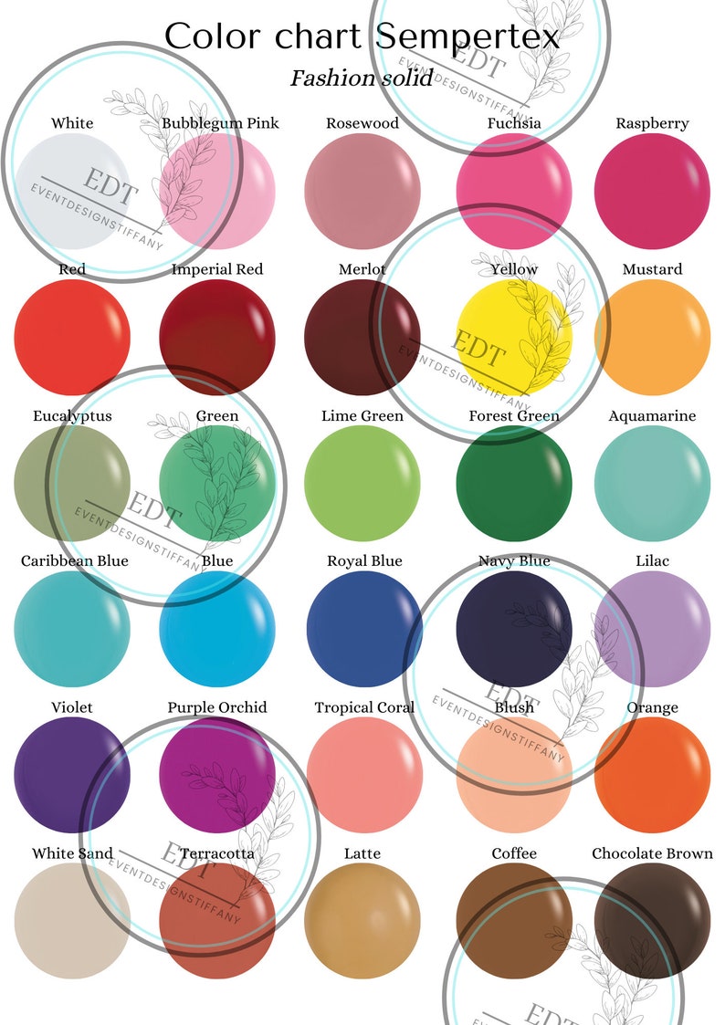 Color Chart Sempertex | Sempertex Balloons | Balloon Colors | Digital ...