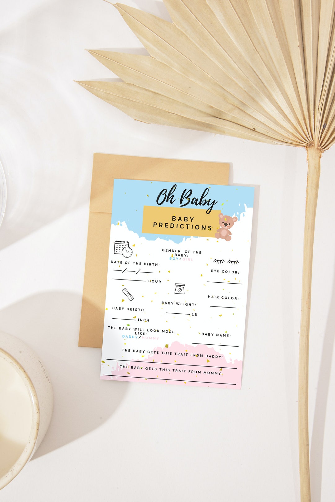 Baby Shower Predictions Card Digital Baby Shower Predictions - Etsy