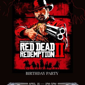 Red Dead Redemption 2 Invitation Arthur Morgan Themed Birthday ...