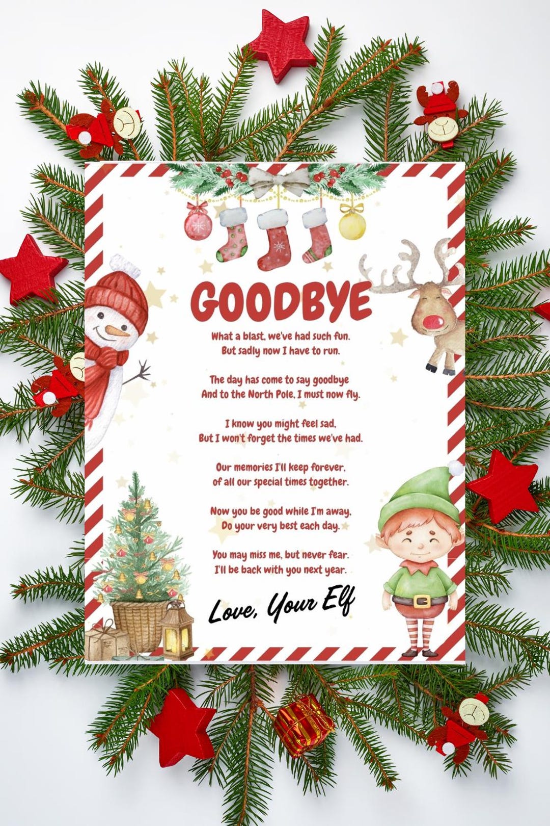 Elf Goodbye Letter, Goodbye Letter From Your Elf, Goodbye Letter Kids ...