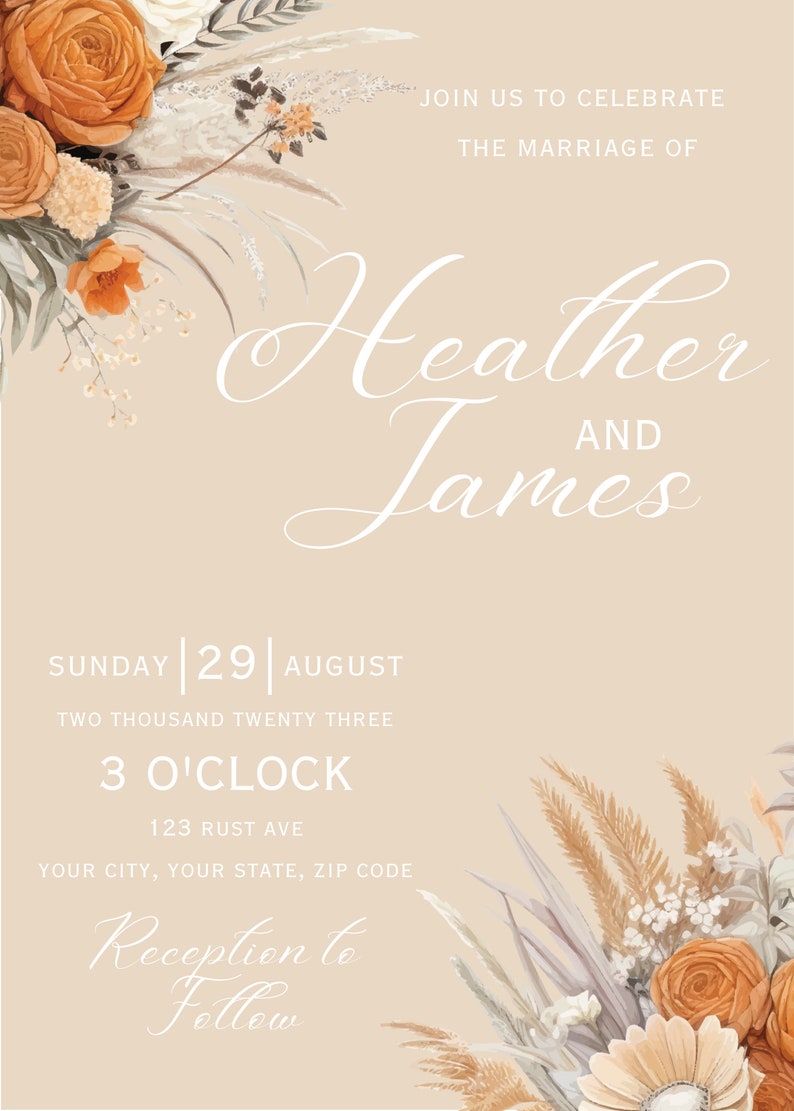Rustic Wedding Invitation Printable Invitation Template - Etsy
