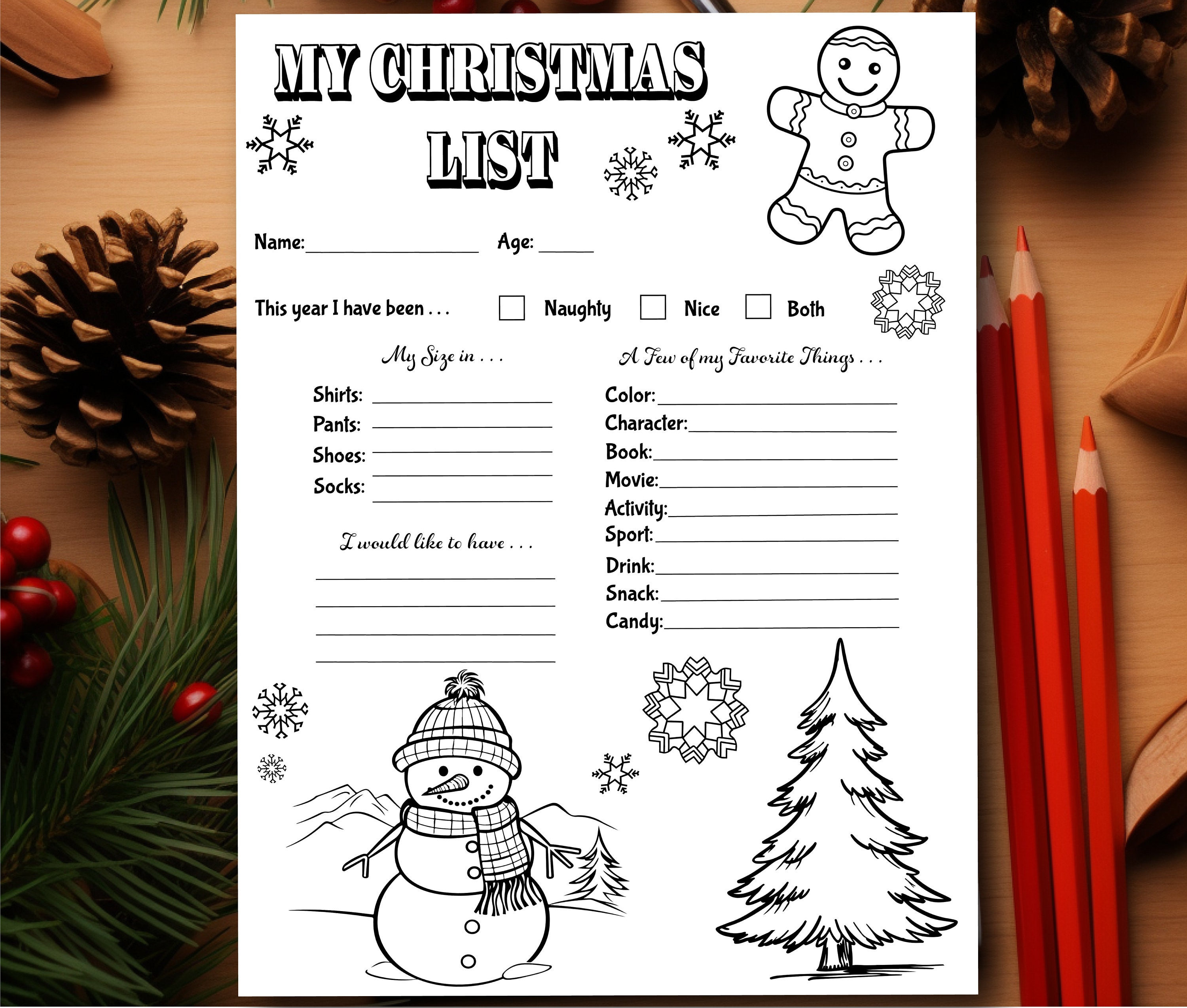 Kids Holiday Wish List, Kids Christmas Wish List Coloring Page, Letter ...