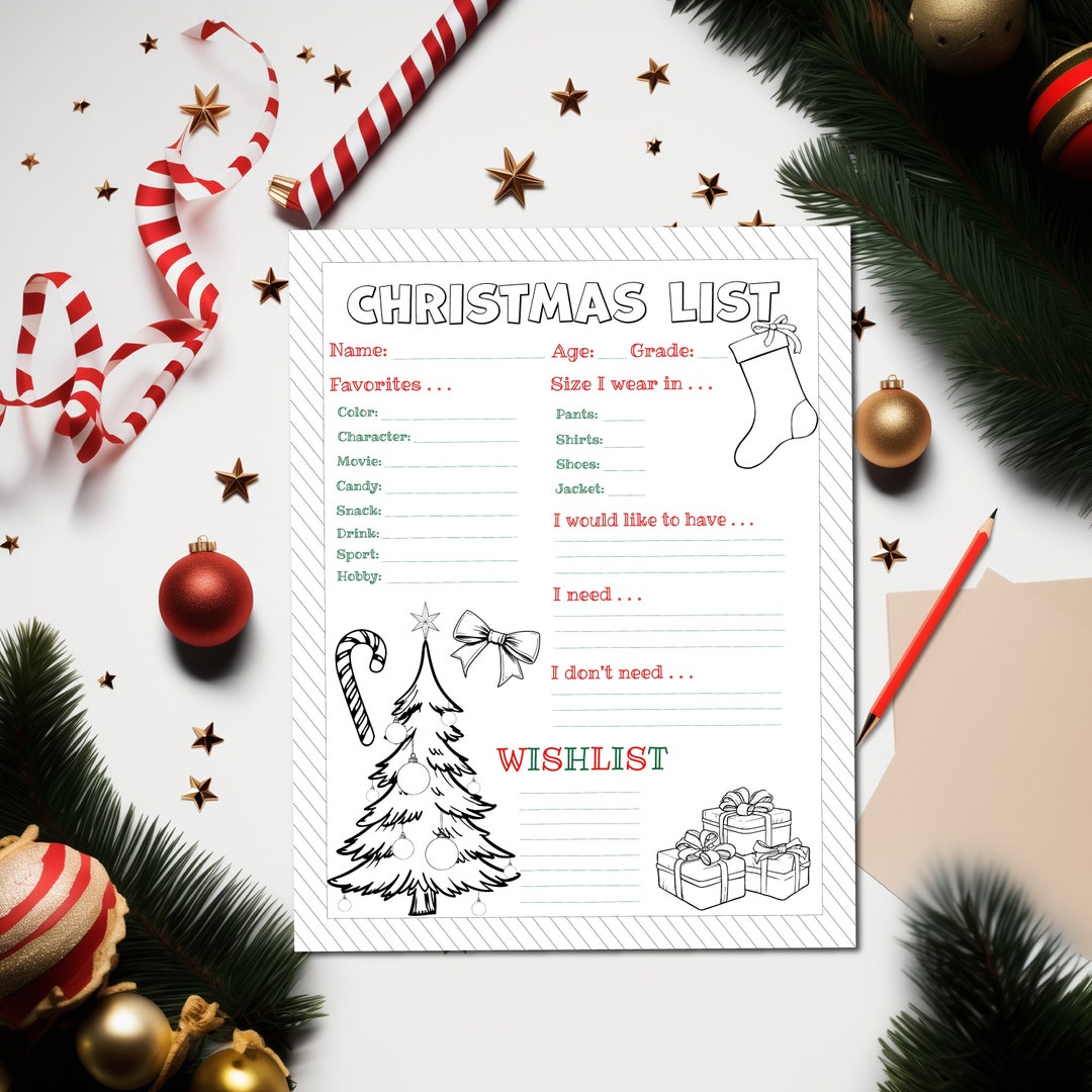 Kids Holiday Wish List, Kids Christmas Wish List Coloring Page, Letter ...