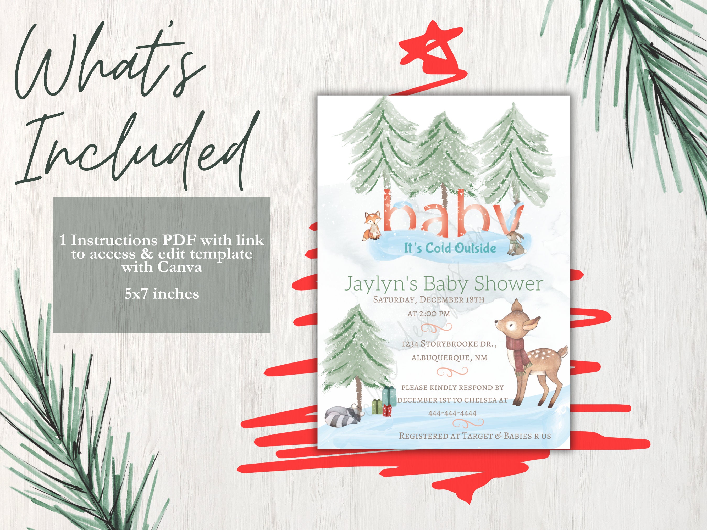 Baby It's Cold Outside Neutral Baby Shower Printable Invitation ...