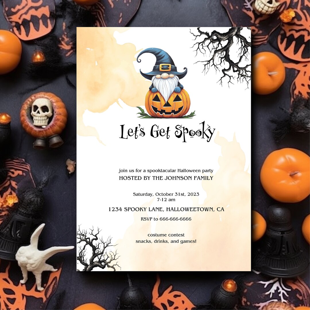 Lets Get Spooky Halloween Party Invitation, Printable Invitation ...