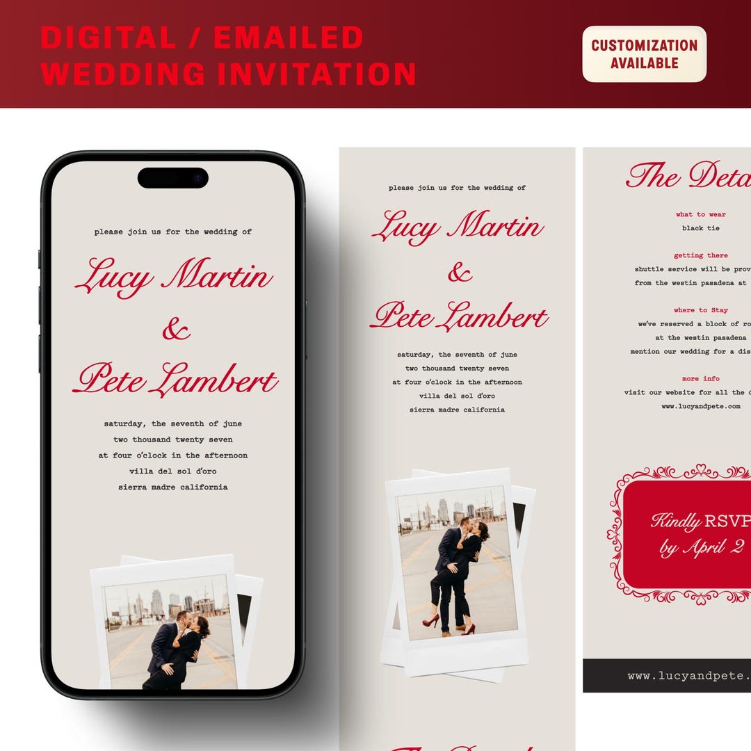Custom Digital Invitation, Email Wedding Invite, Modern & Elegant E ...