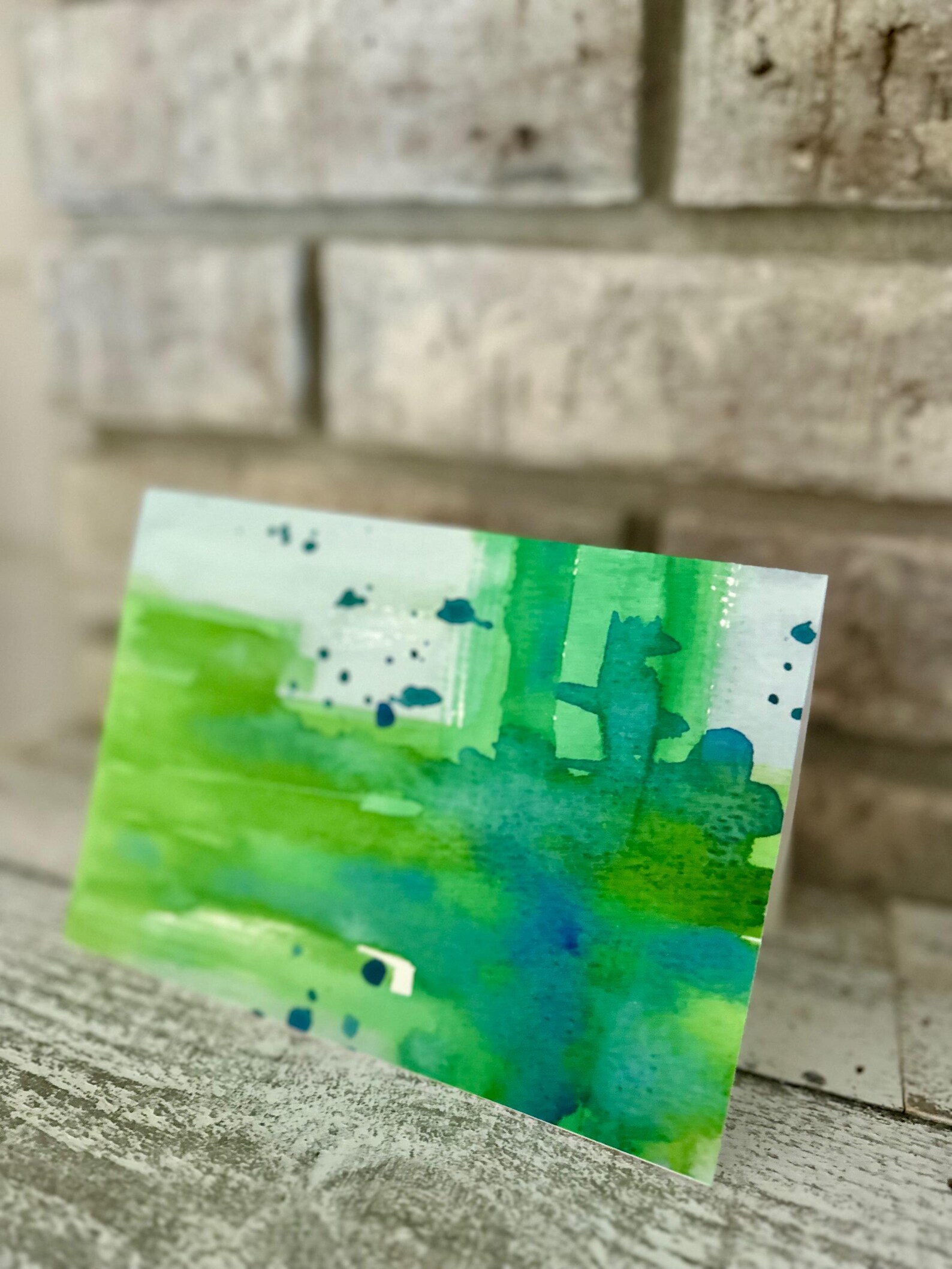 Green Abstract Card, Blank Cards, 7x10 Folded Cards, Envelopes Included ...