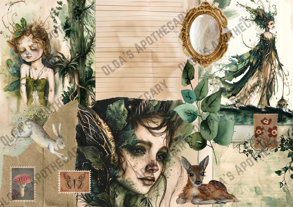 Enchanted Forest Fairy Journal Kit: Printable Magical Collage Sheets ...