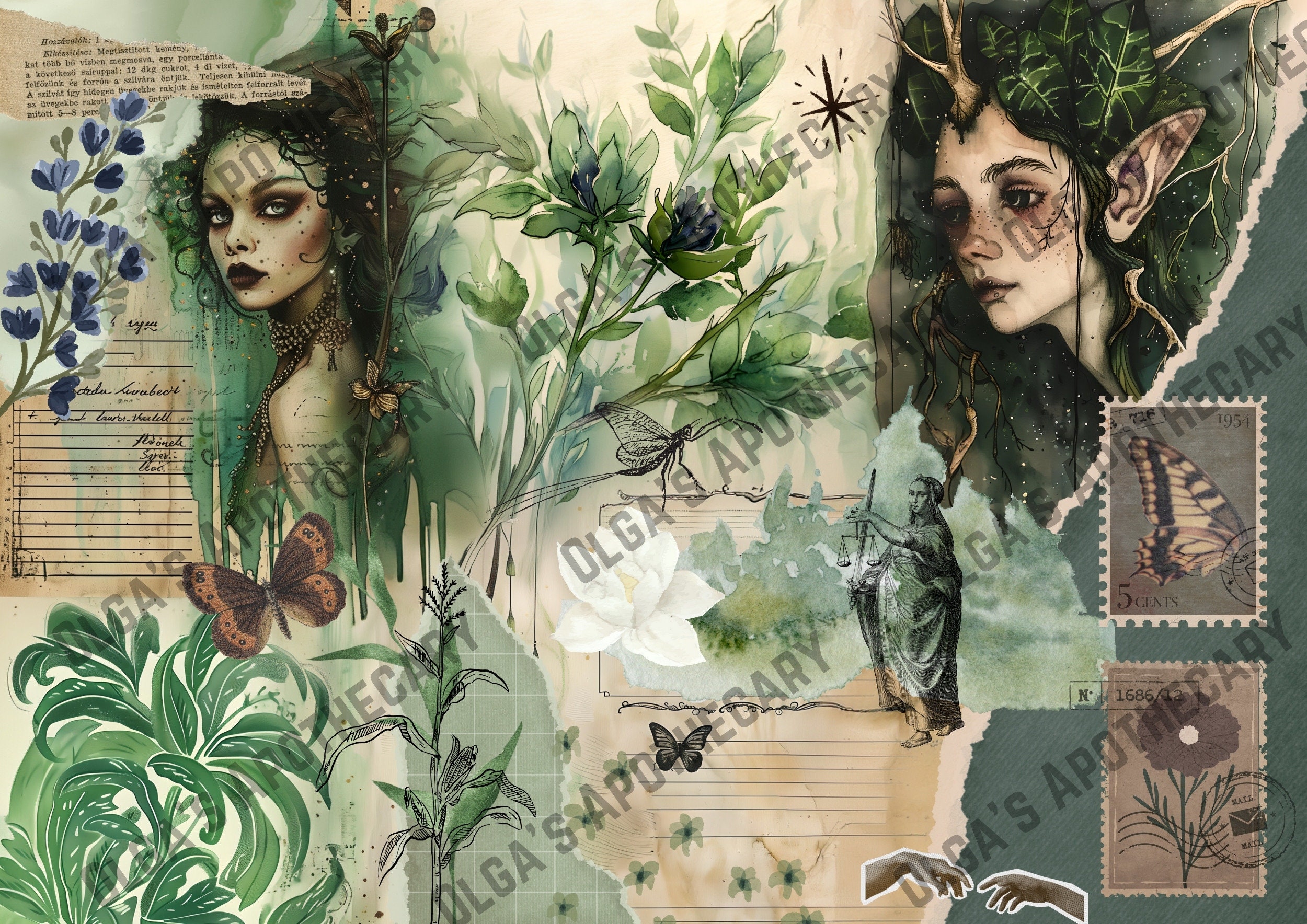 Enchanted Forest Fairy Journal Kit: Printable Magical Collage Sheets ...
